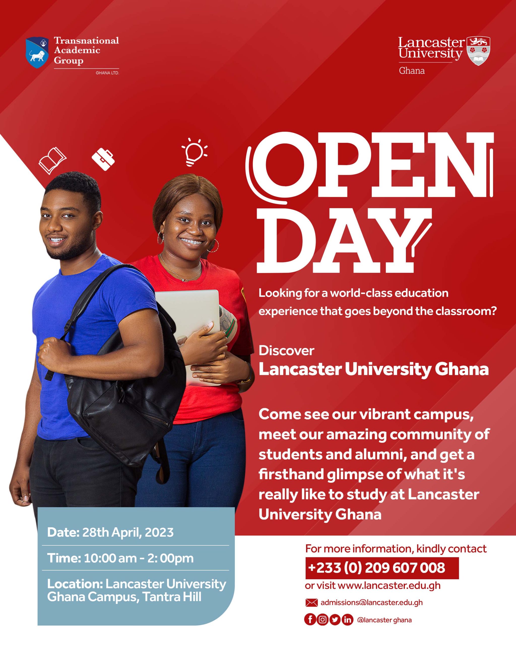 Attend our Open day on 28th April - Lancaster University Ghana